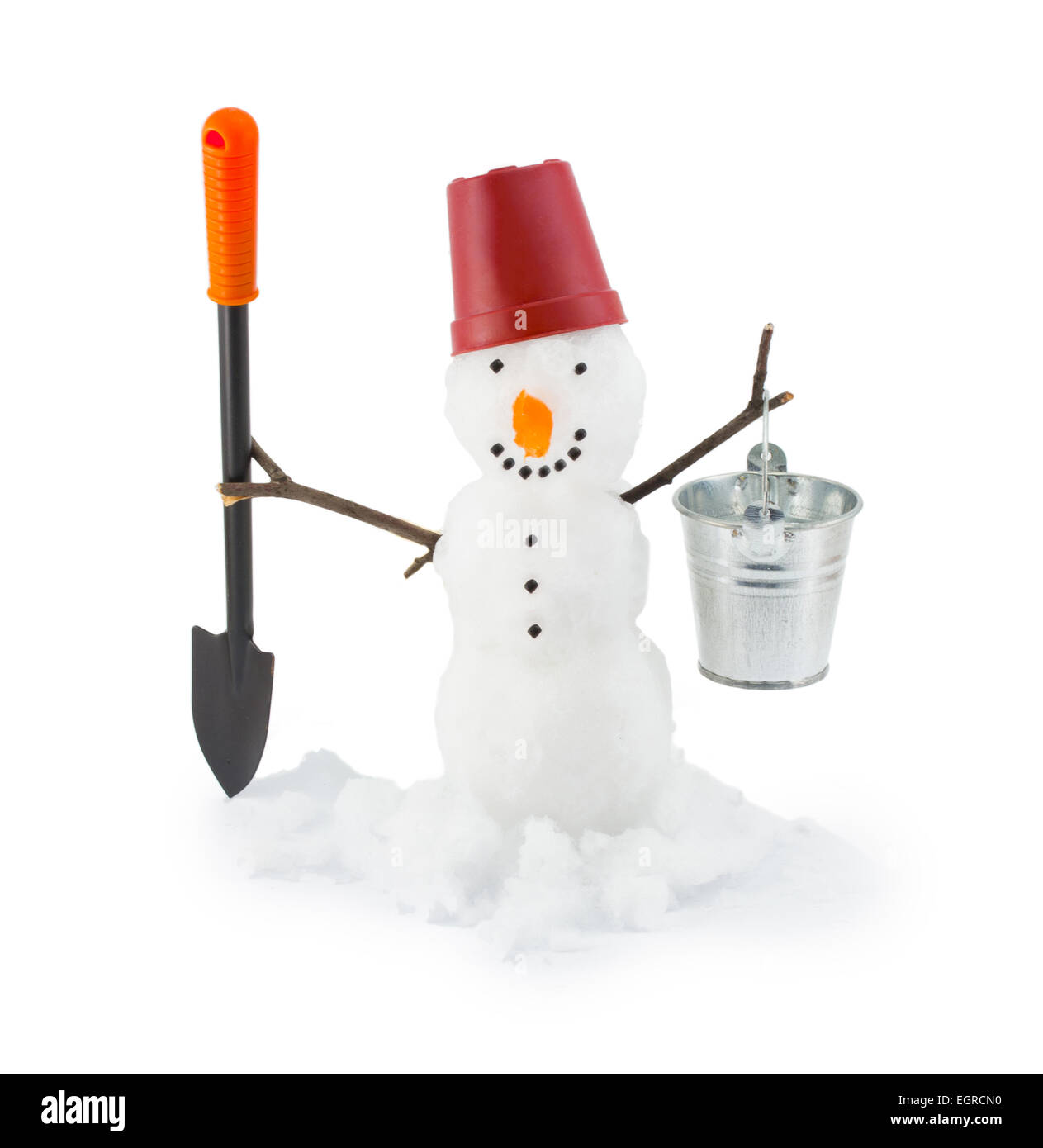 Snowman isolated on white background Stock Photo - Alamy