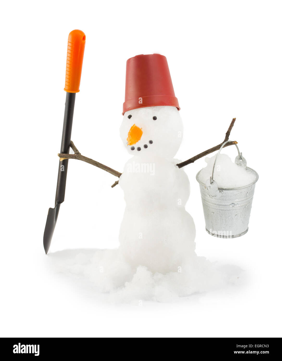 Snowman isolated on white background Stock Photo - Alamy
