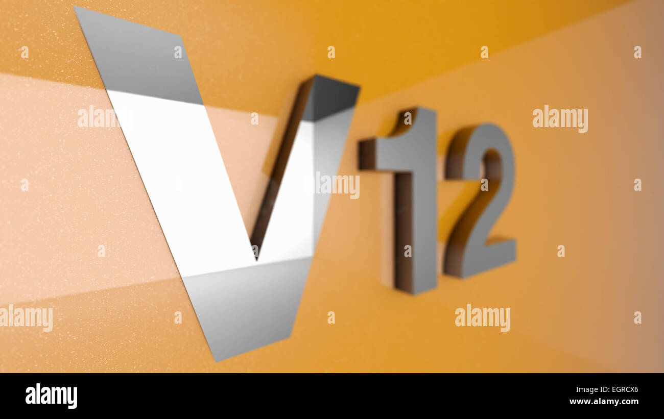 V12 sign, label, badge, emblem or design element on car print Stock ...