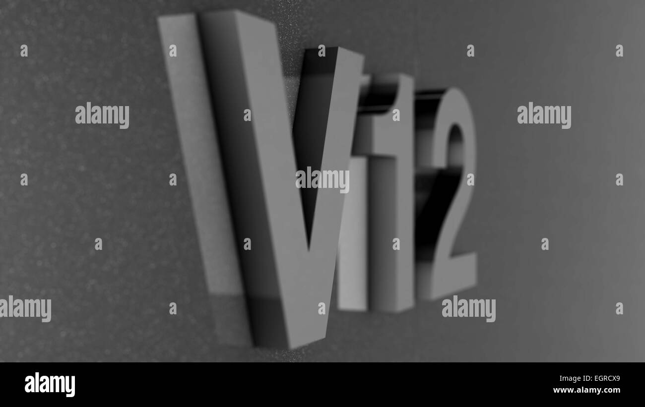 V12 sign, label, badge, emblem or design element on car print Stock ...