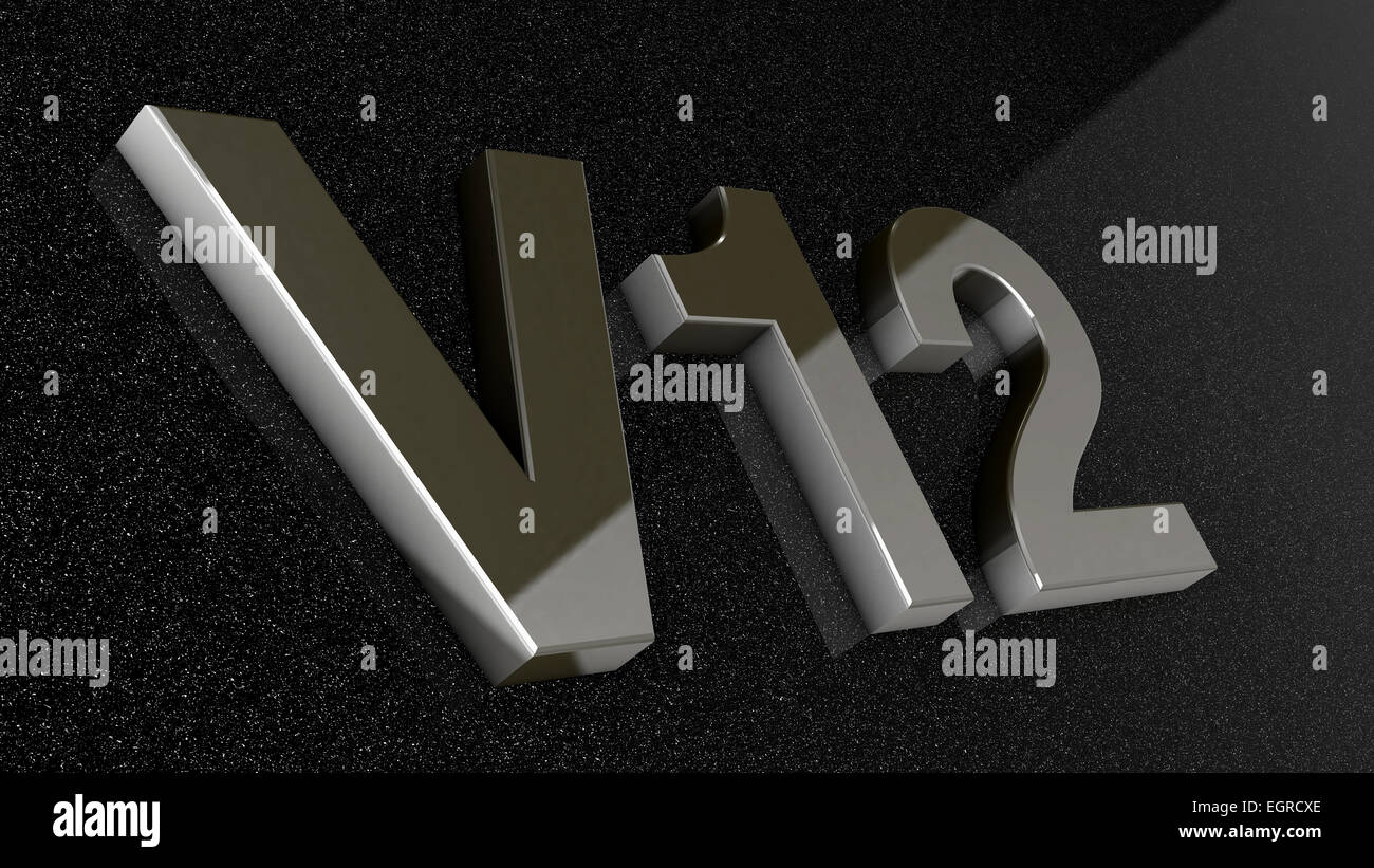 V12 sign, label, badge, emblem or design element on car print Stock ...