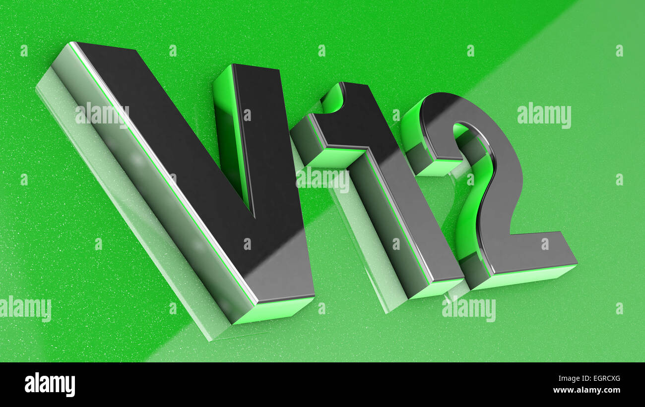 V12 sign, label, badge, emblem or design element on car print Stock ...