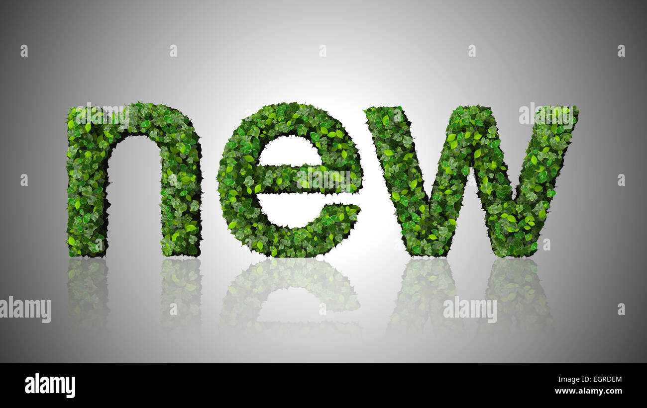 Word new made from green leaves isolated on white background Stock ...