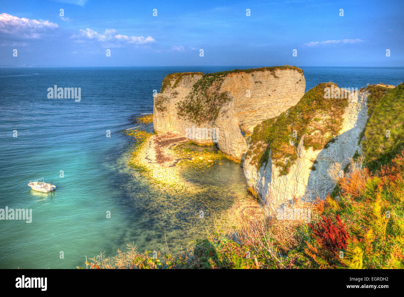 Jurassic Coast chalk stacks Old Harry Rocks Dorset England UK east of ...