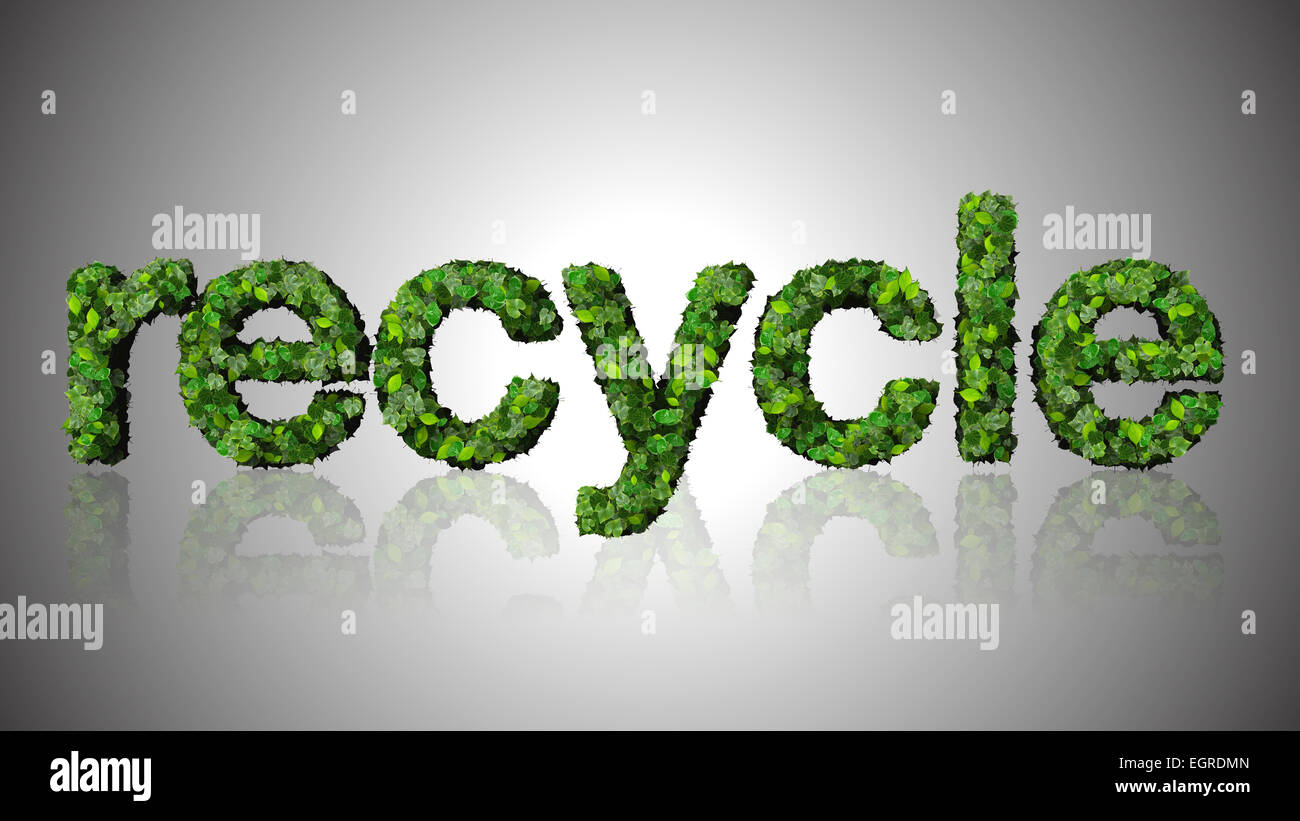 Word recycle made from green leaves isolated on white background Stock ...