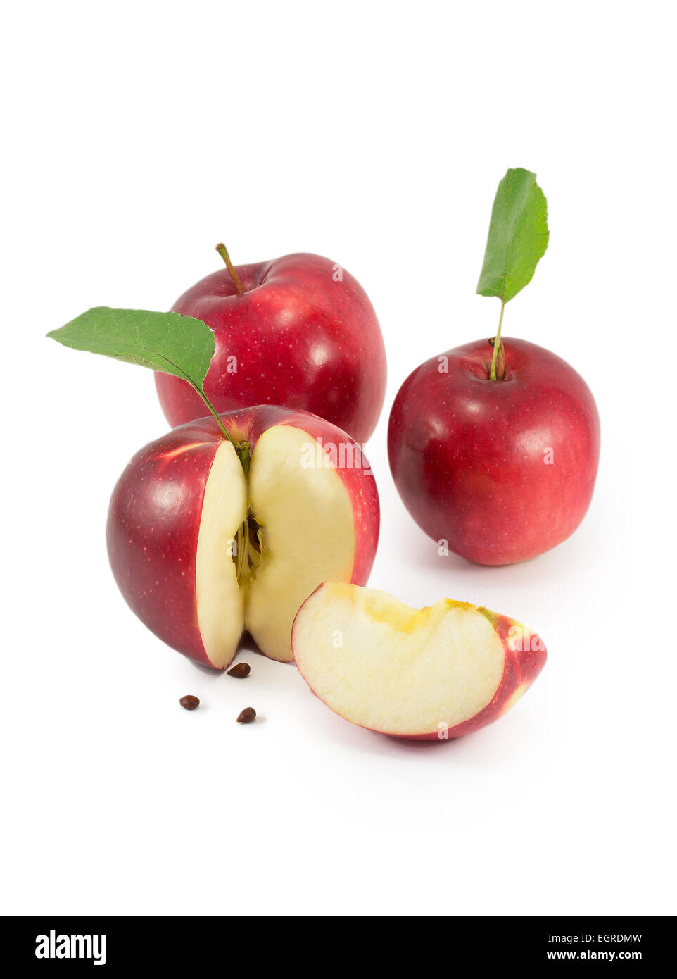 Ripe, red apple on a white background Stock Photo - Alamy