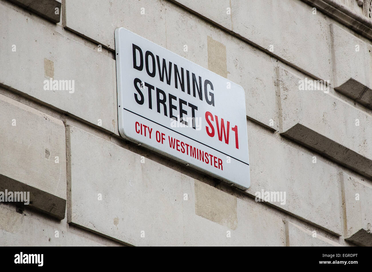 Downing Street sign, SW1 London road sign. City of Westminster. UK ...