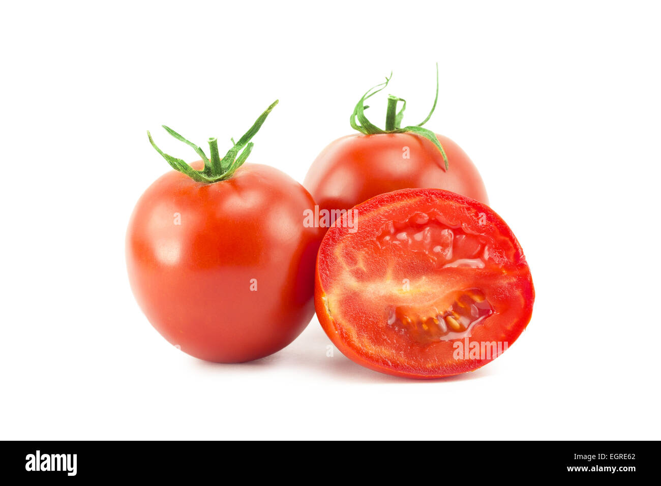 Two clean red tomatoes Cut Out Stock Images & Pictures - Alamy