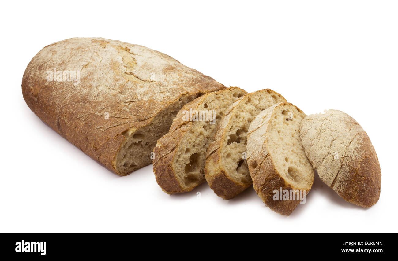 Sourdough bread cut into slices Cut Out Stock Images & Pictures - Alamy