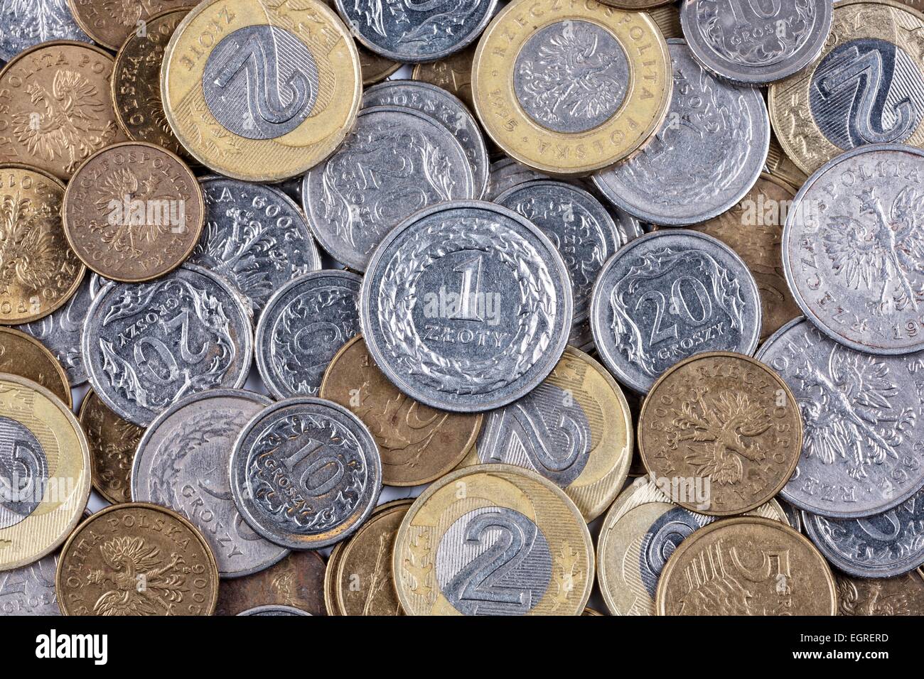Polish coins, a background Stock Photo - Alamy