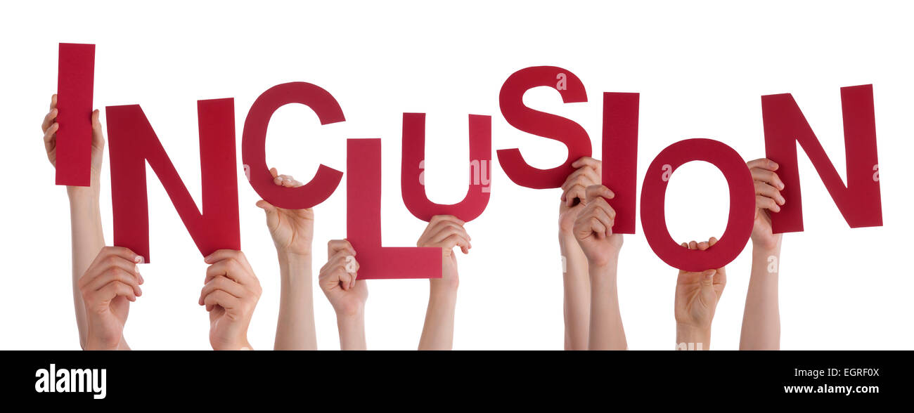 Many Caucasian People And Hands Holding Red Letters Or Characters ...