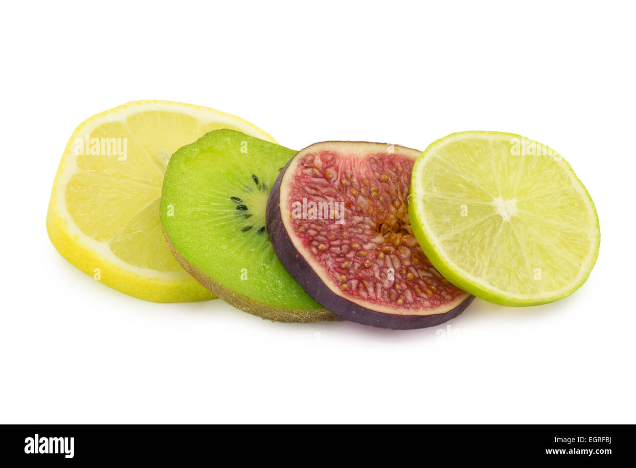 kiwi, lemon, fig on a white background Stock Photo - Alamy
