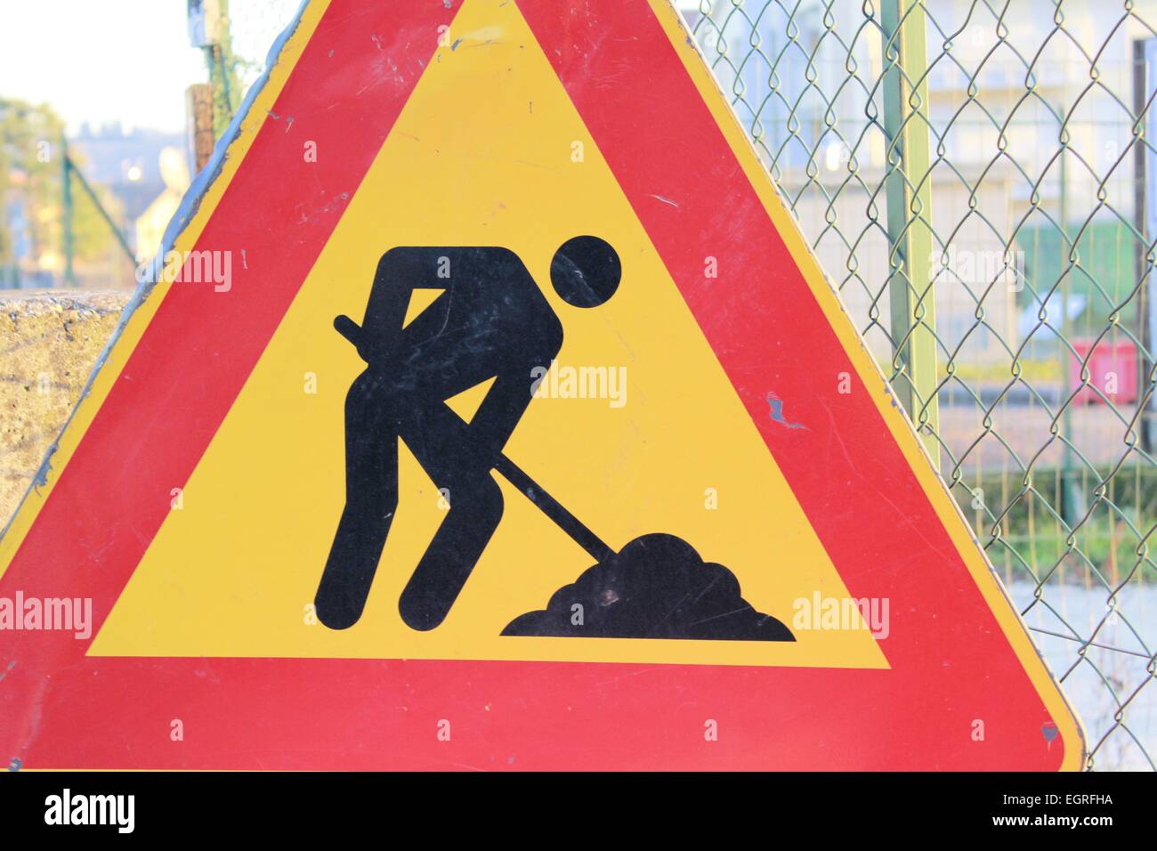 Work in progress road sign Stock Photo - Alamy