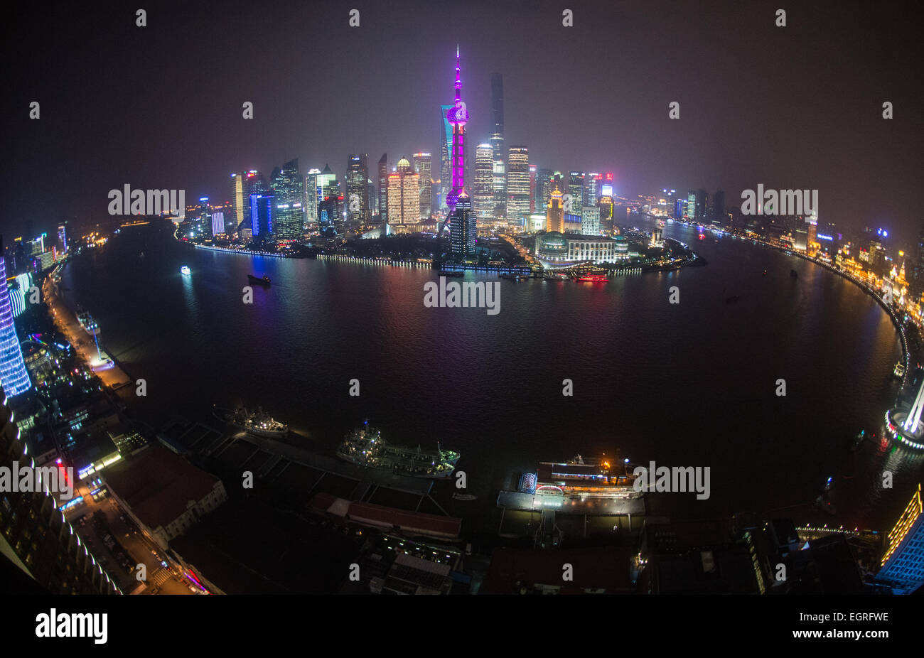 Shanghai, China. 10th Nov, 2014. The illuminated skyline of the city ...