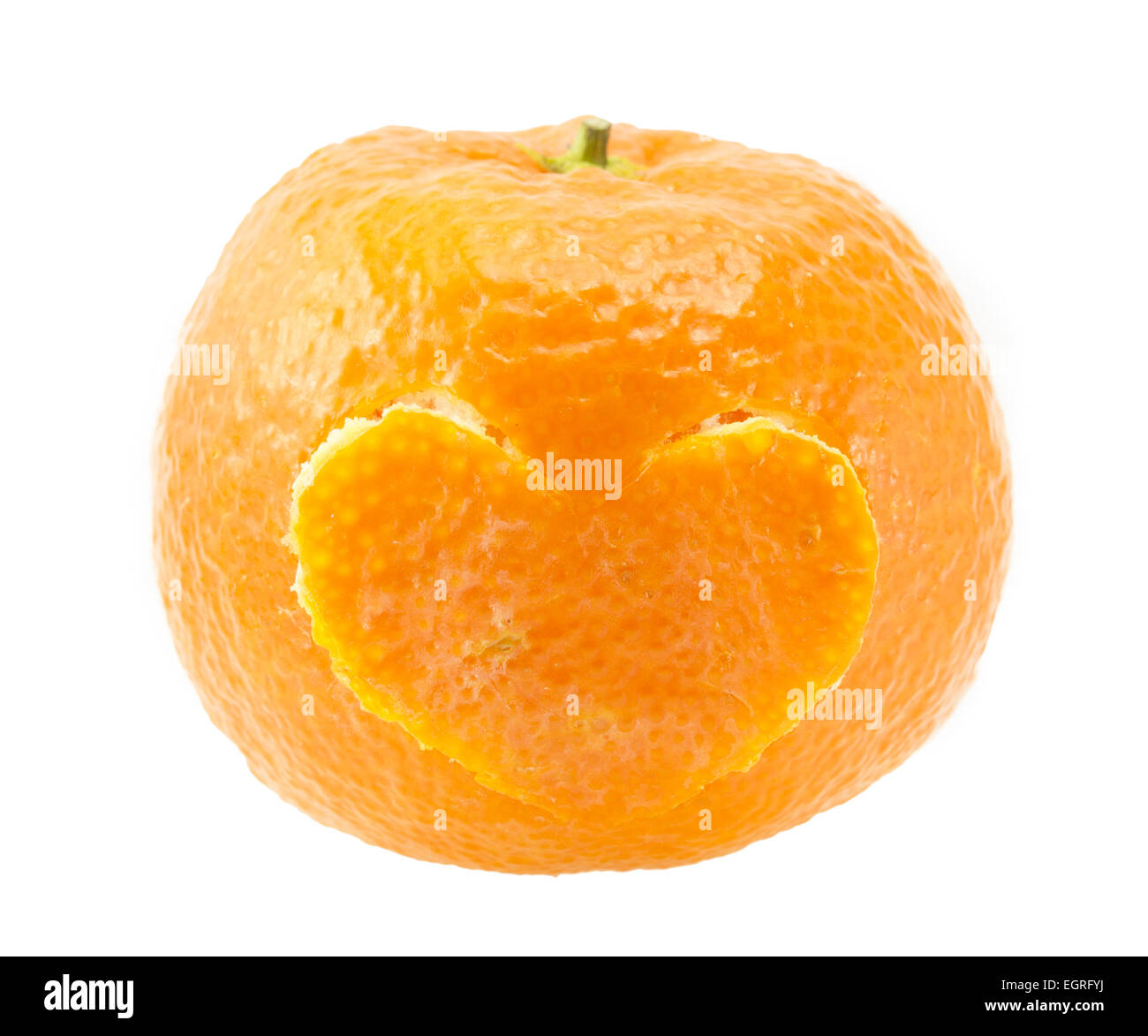 tangerine peel in the shape of a heart on a white background Stock ...