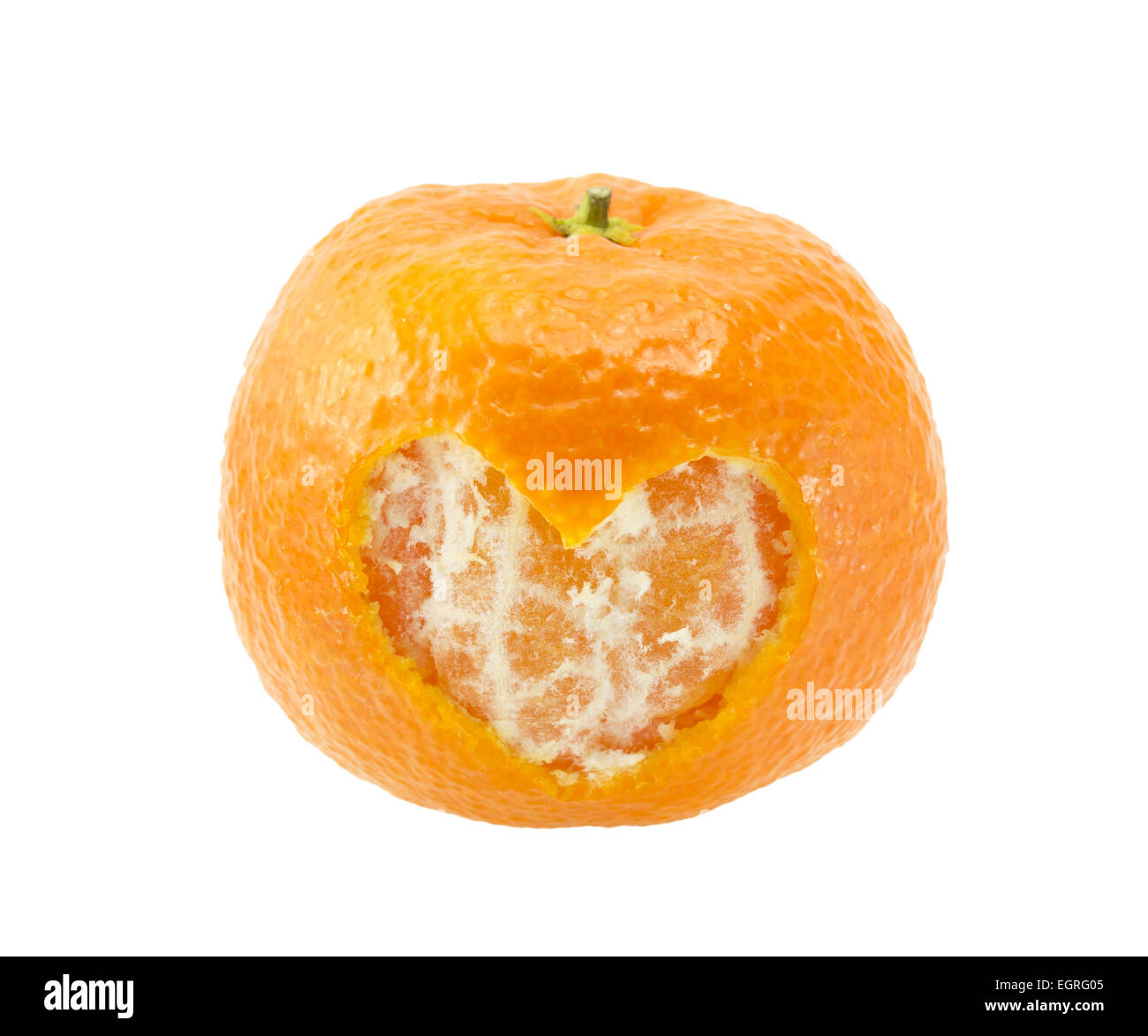 tangerine peel in the shape of a heart on a white background Stock ...