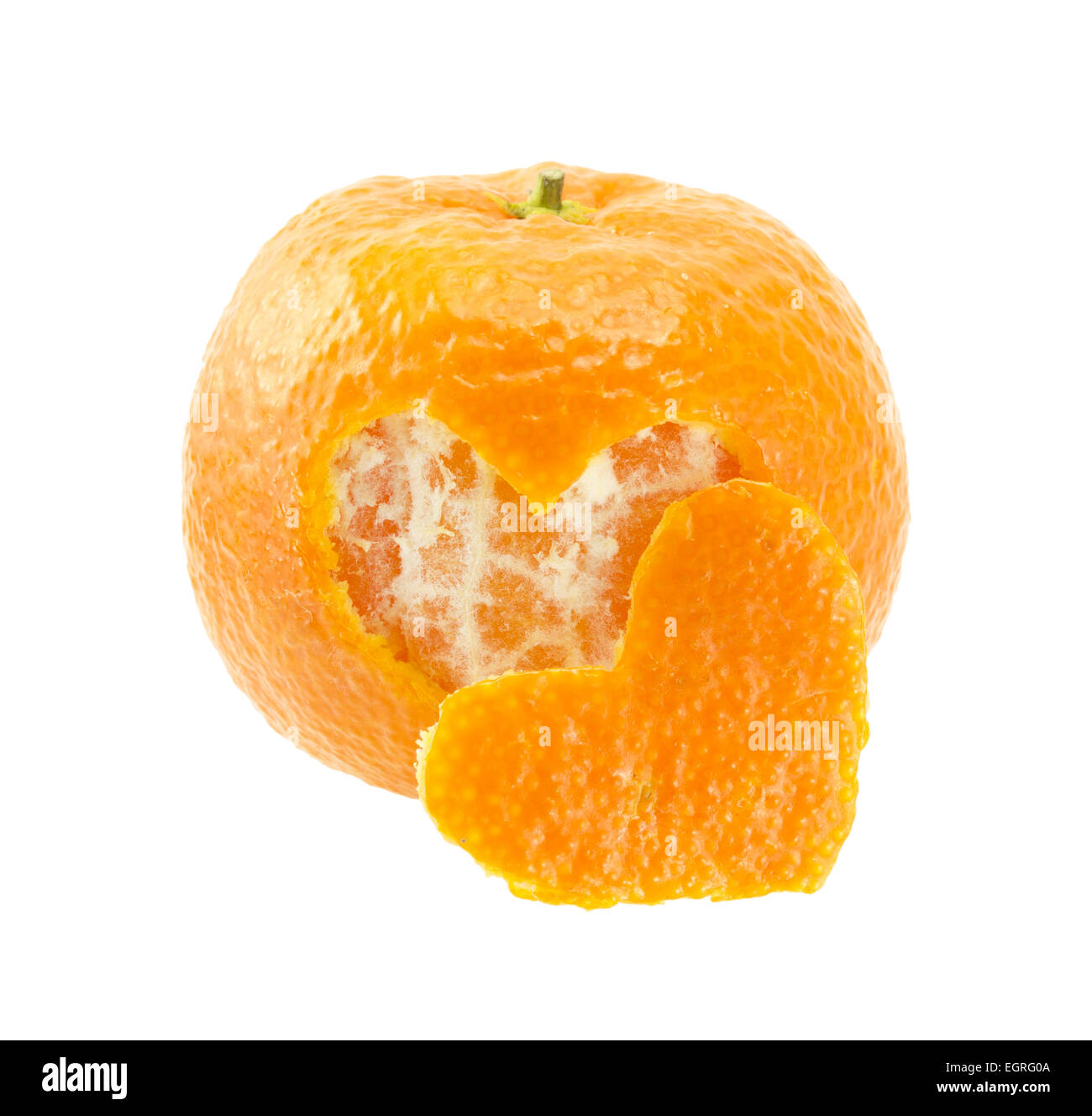 tangerine peel in the shape of a heart on a white background Stock ...