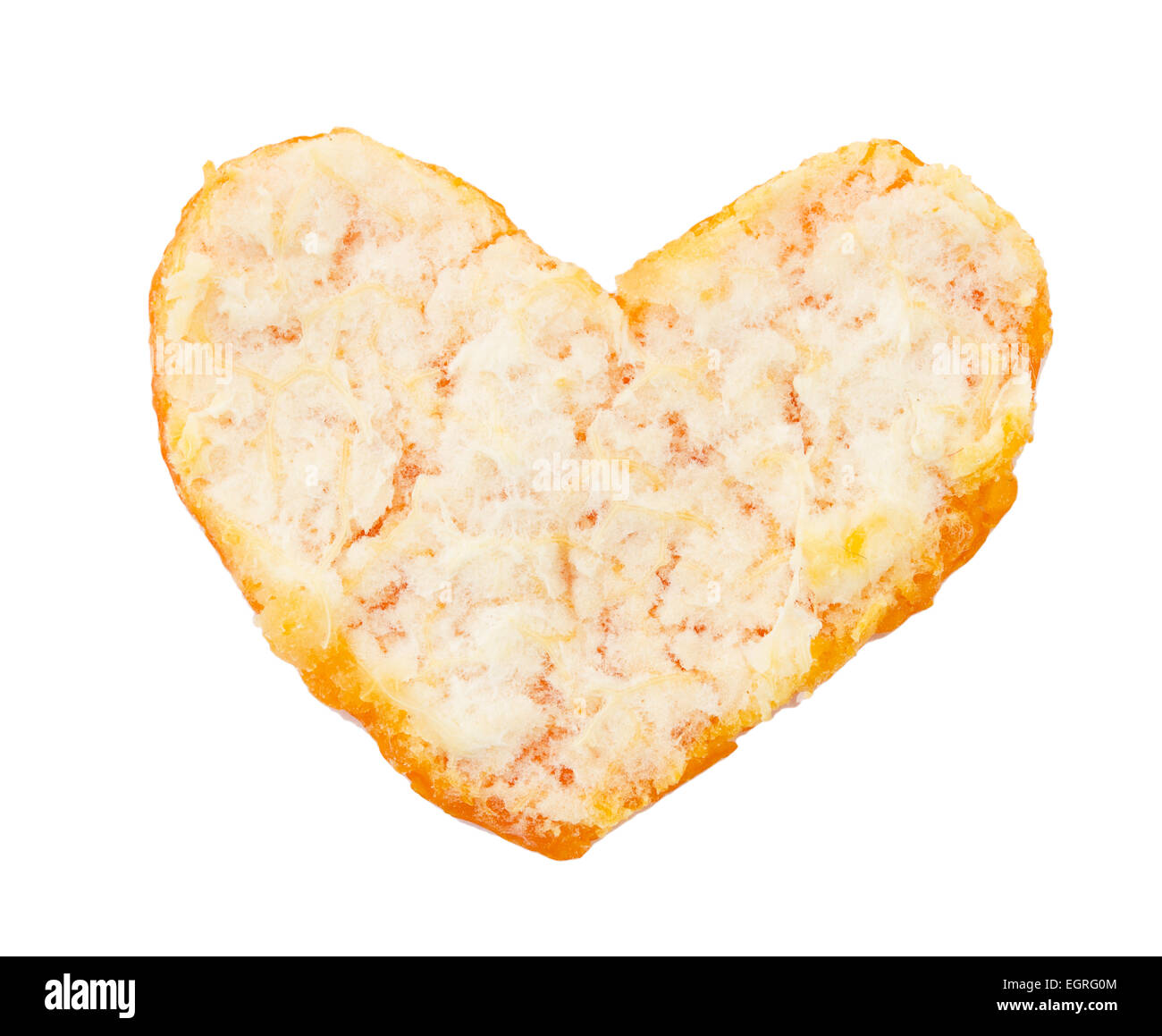 tangerine peel in the shape of a heart on a white background Stock ...