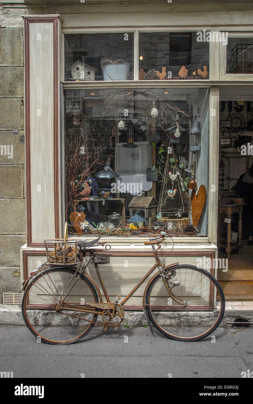 Bicycle and Store Front Stock Photo - Alamy