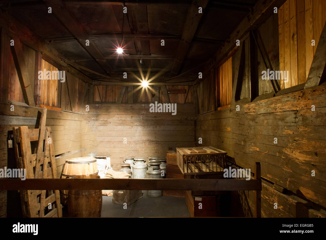 Inside look at vintage boxcar on antique train Stock Photo - Alamy