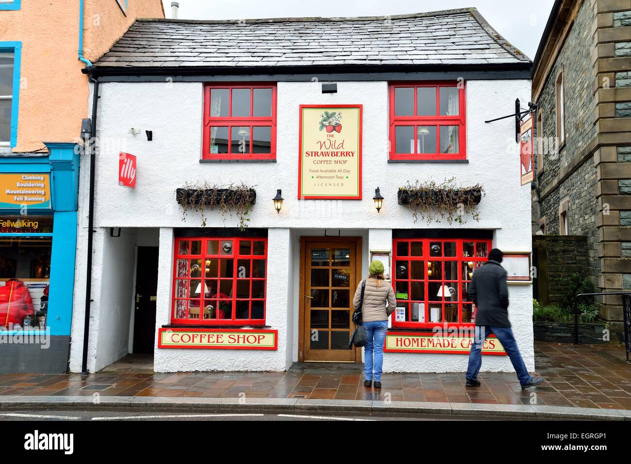 the wild strawberry cafe in keswick west cumbria with 2 people looking ...