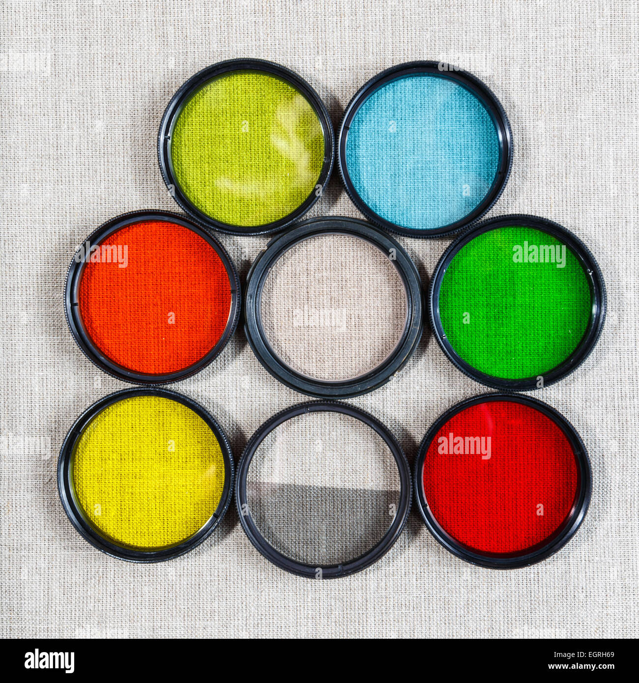 Color filters for lenses on bright background Stock Photo - Alamy