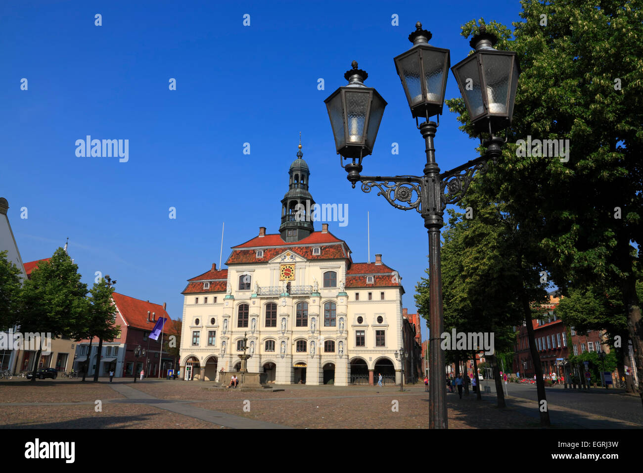 Town hall and market square, Lueneburg, Lüneburg, Lower Saxony, Germany ...