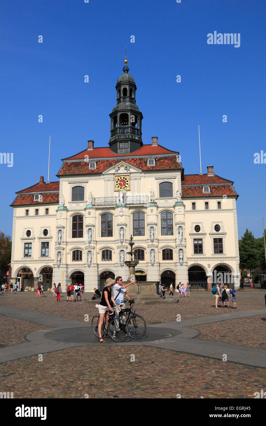 Town hall and market square, Lueneburg, Lüneburg, Lower Saxony, Germany ...