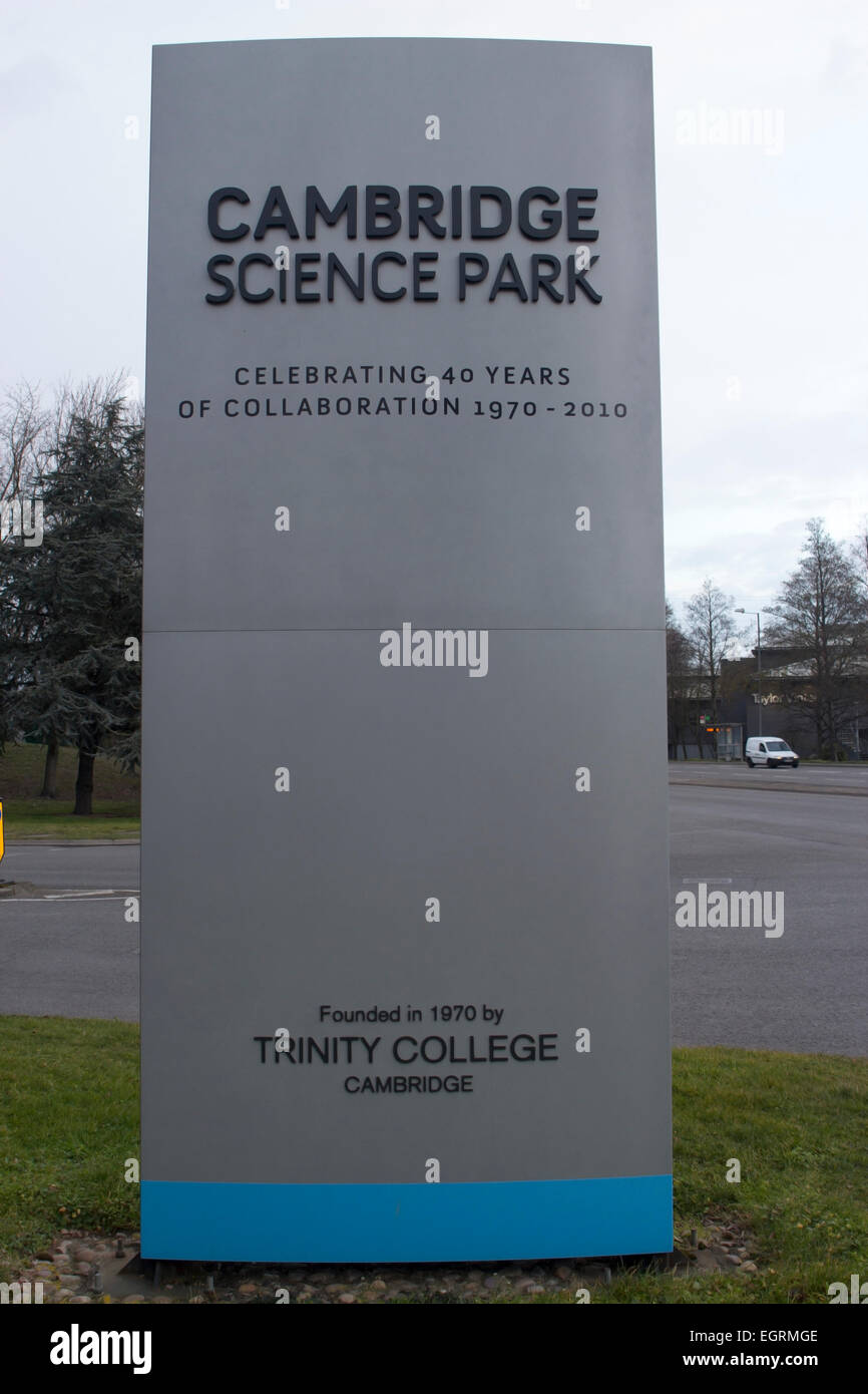 Cambridge Science Park Entrance sign in Cambridge Stock Photo - Alamy