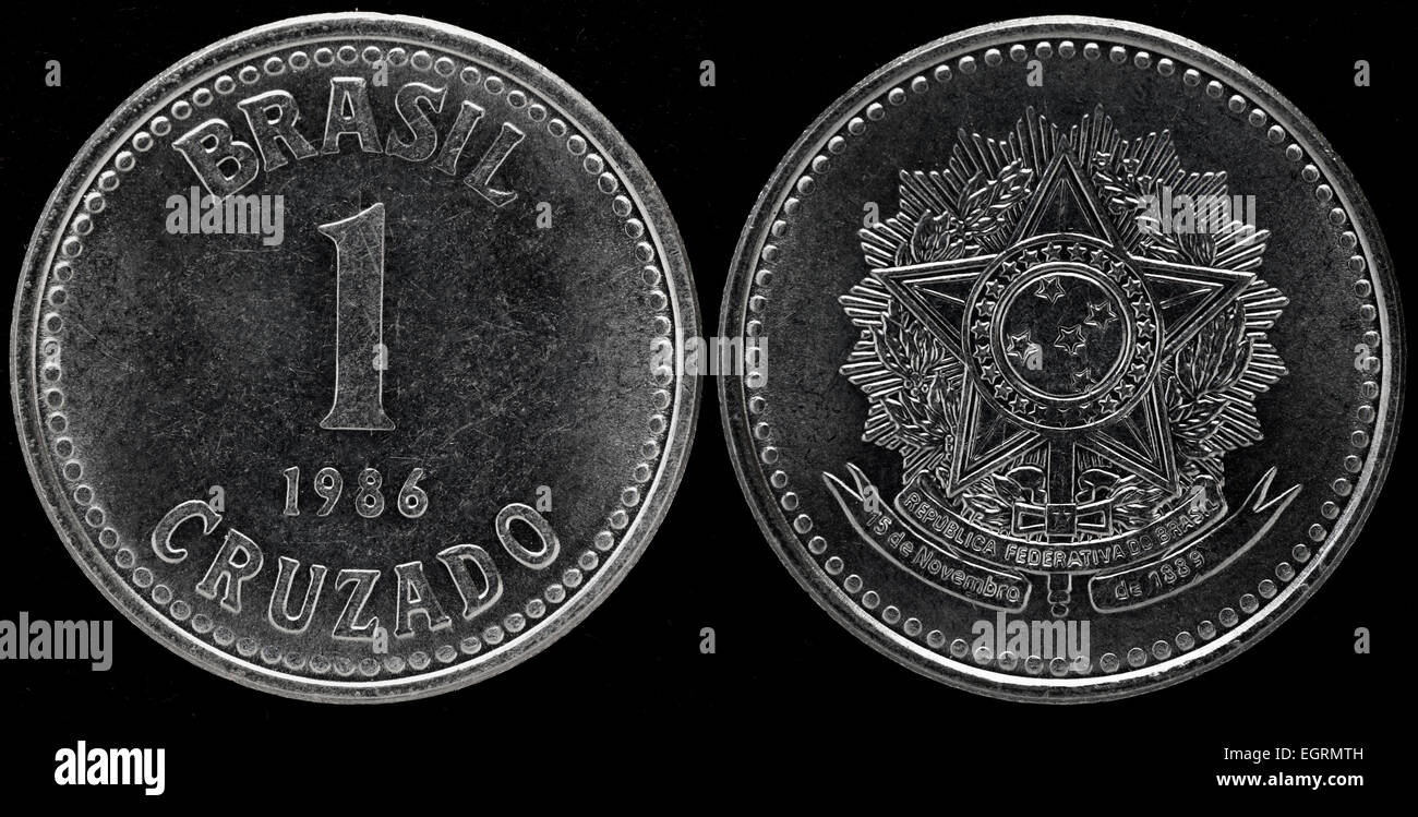 1 cruzado coin, Brazil, 1986 Stock Photo - Alamy