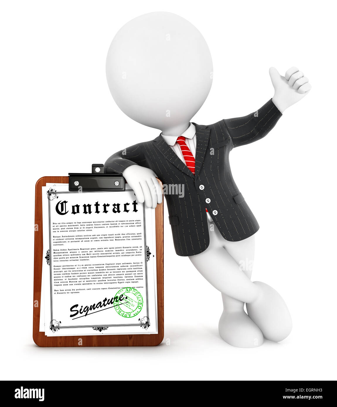 3d White People Businessman Contract Isolated White Background 3d