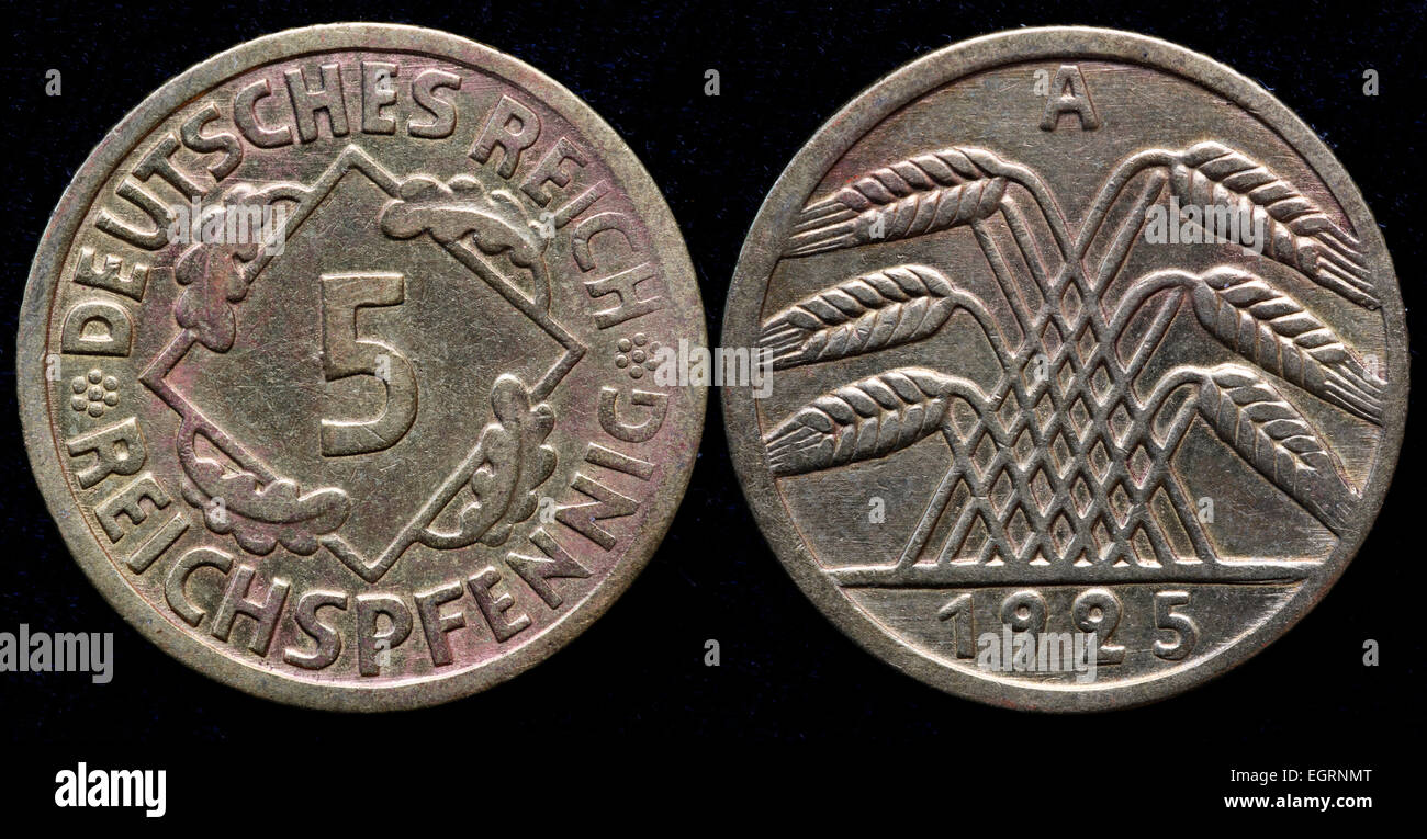 5 reichspfennig coin, Germany, 1925 Stock Photo - Alamy