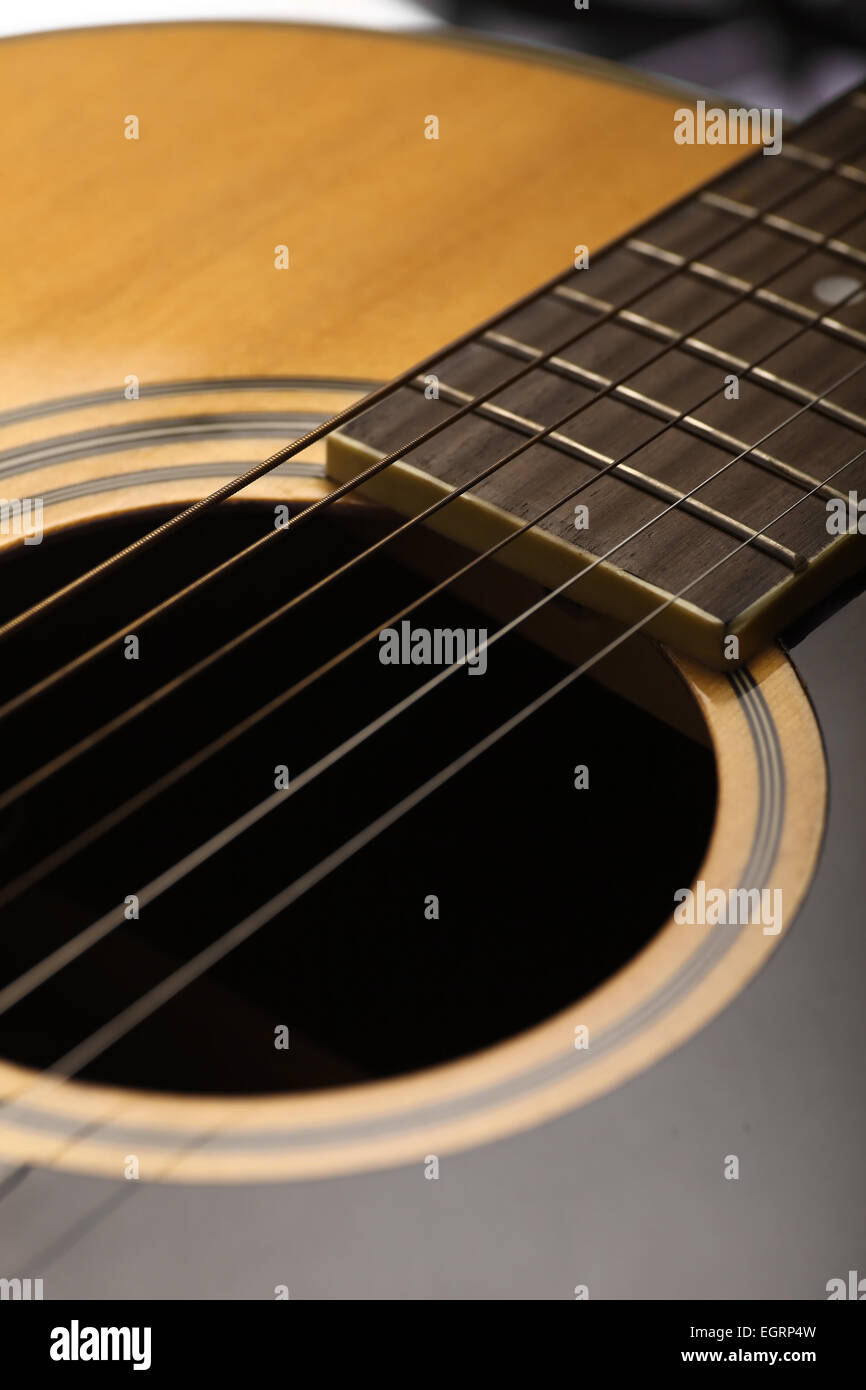 Color detail of an old, acoustic guitar Stock Photo - Alamy