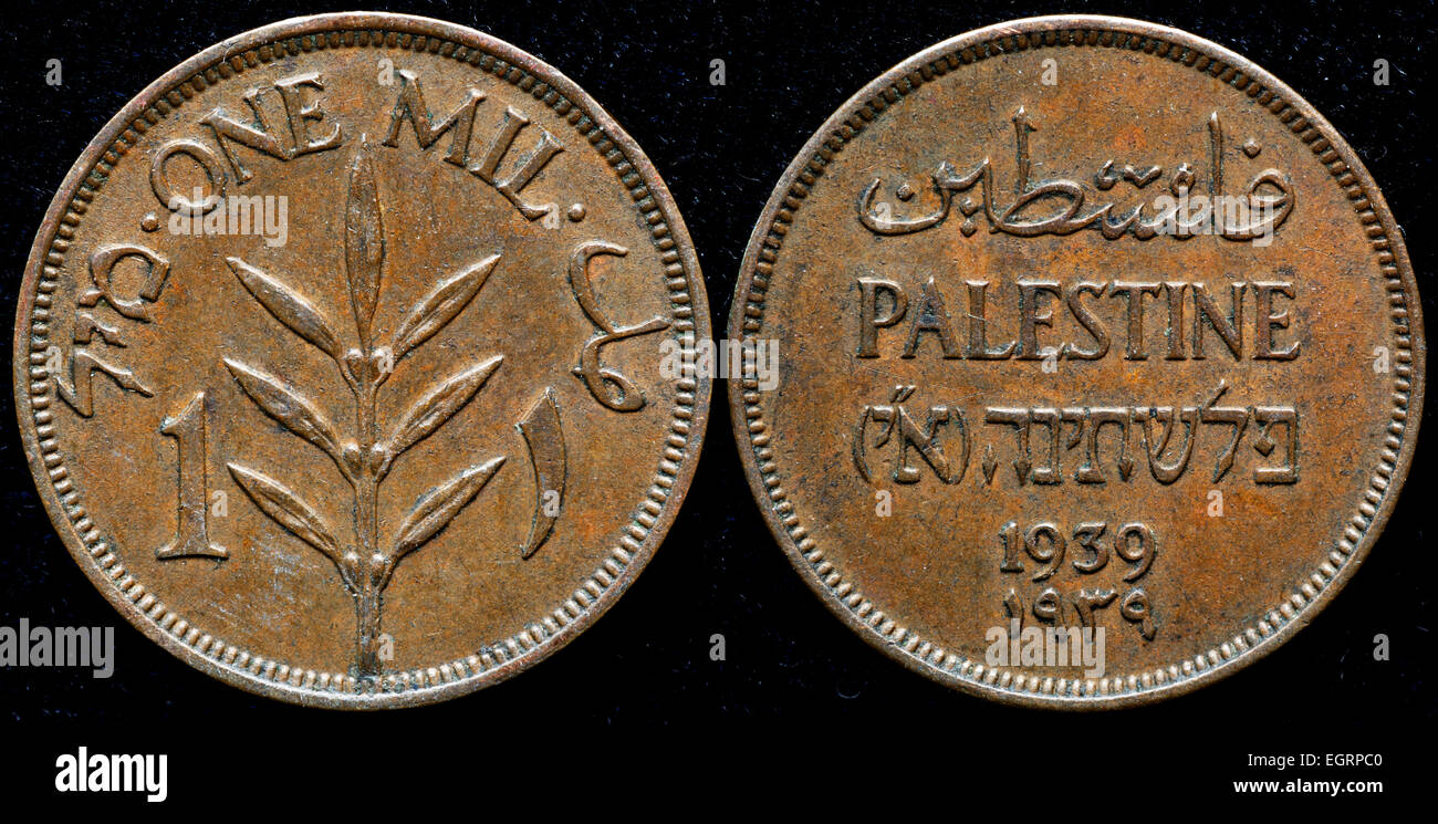 1 mil coin, Palestine, 1939 Stock Photo - Alamy
