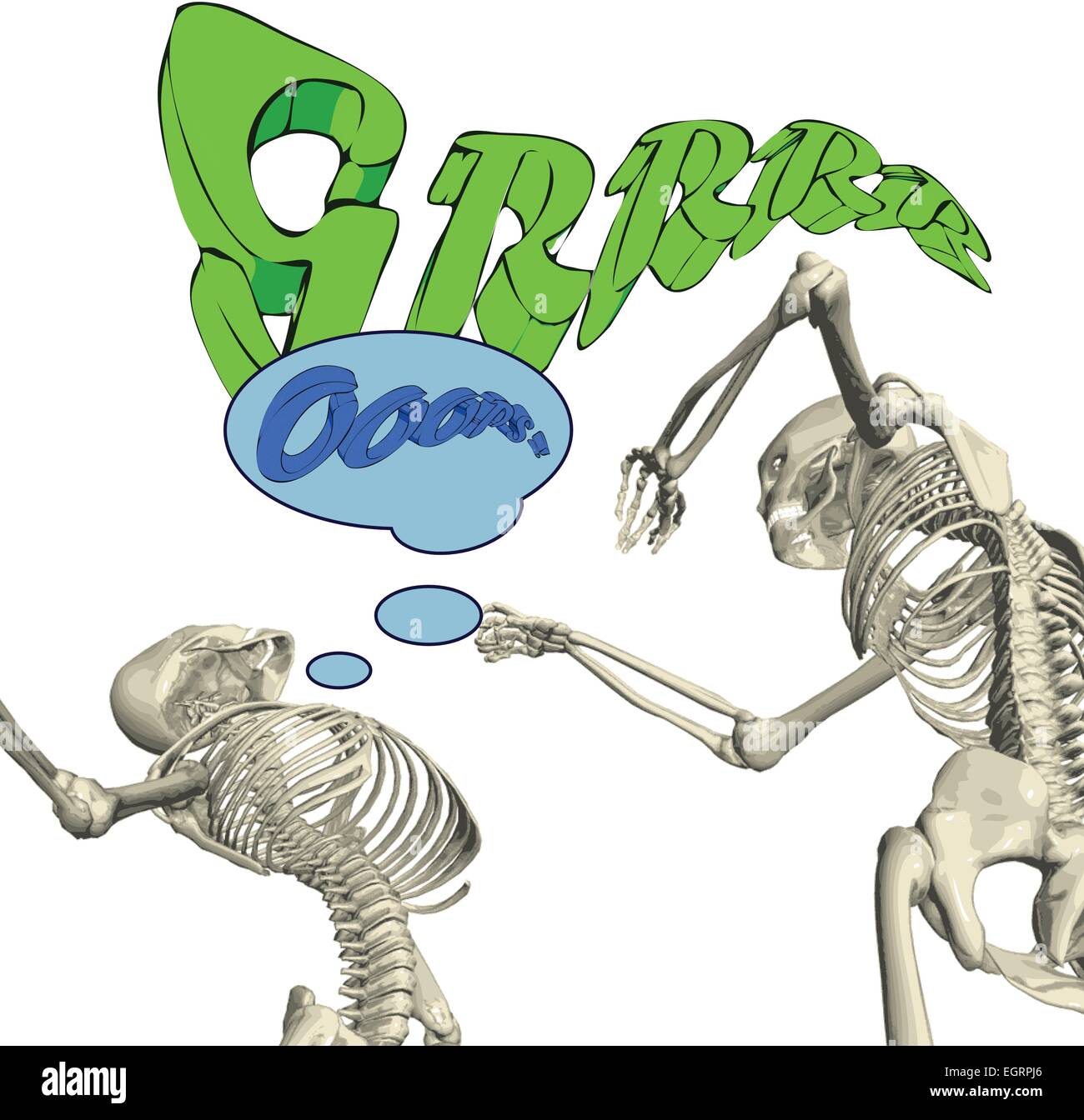 3D vector - street fight between two skeletons. (By the underground ...