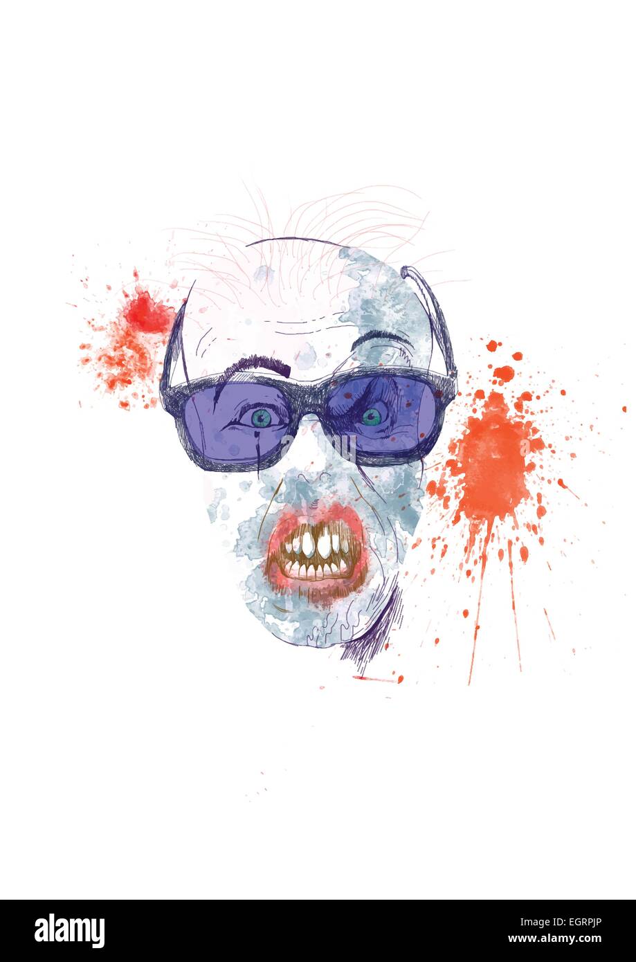 An hand drawn and colored illustration - spooky (horror) clown Stock ...