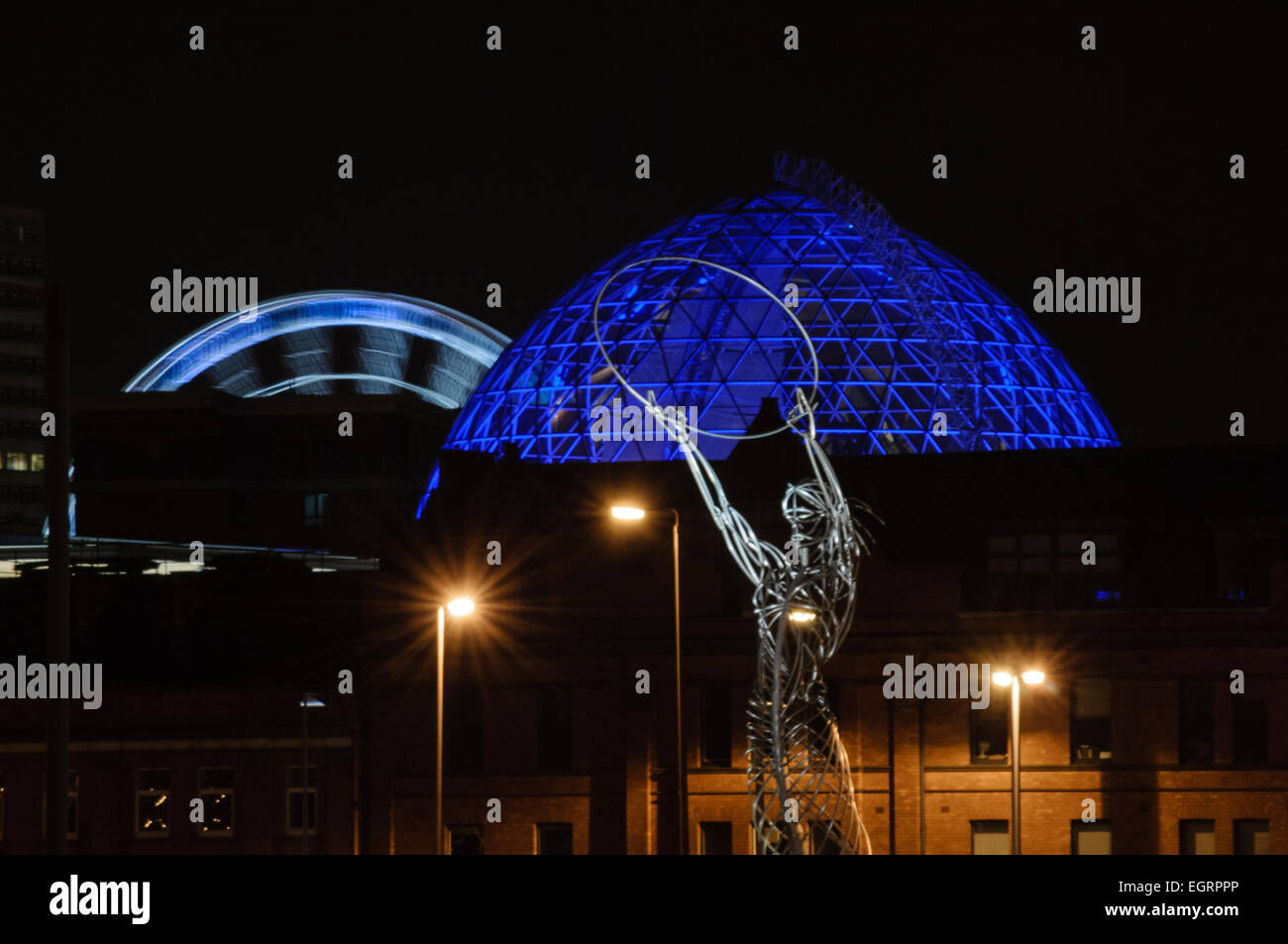 "Beacon of Hope" statue at Thanksgiving Square, with the dome of ...