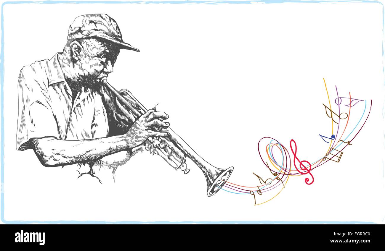 Playing jazz trumpet Stock Vector Images - Alamy