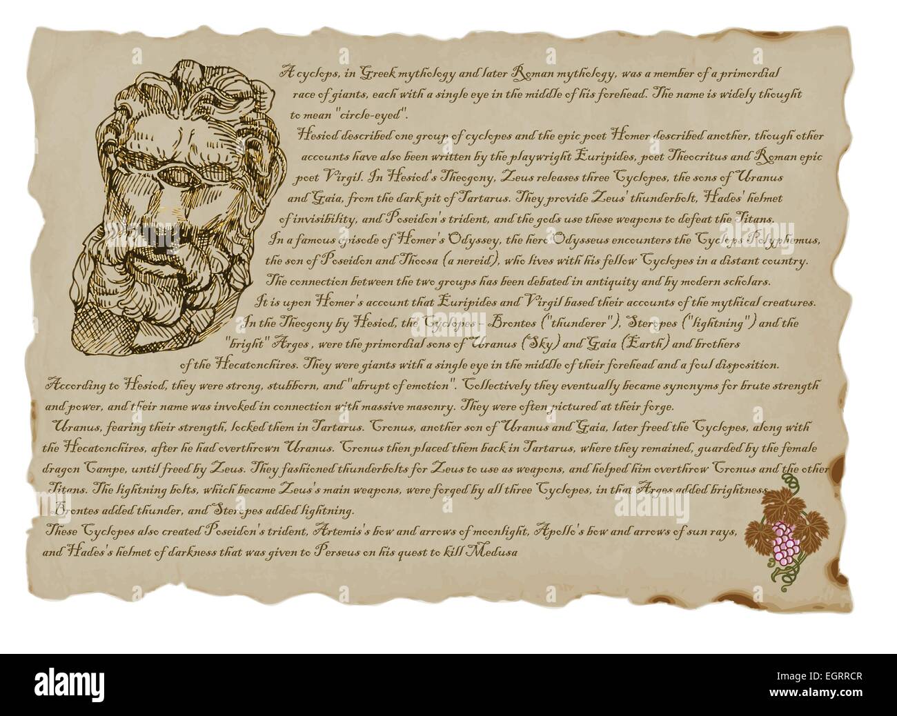 An hand drawn illustration with a description of mystical monster ...