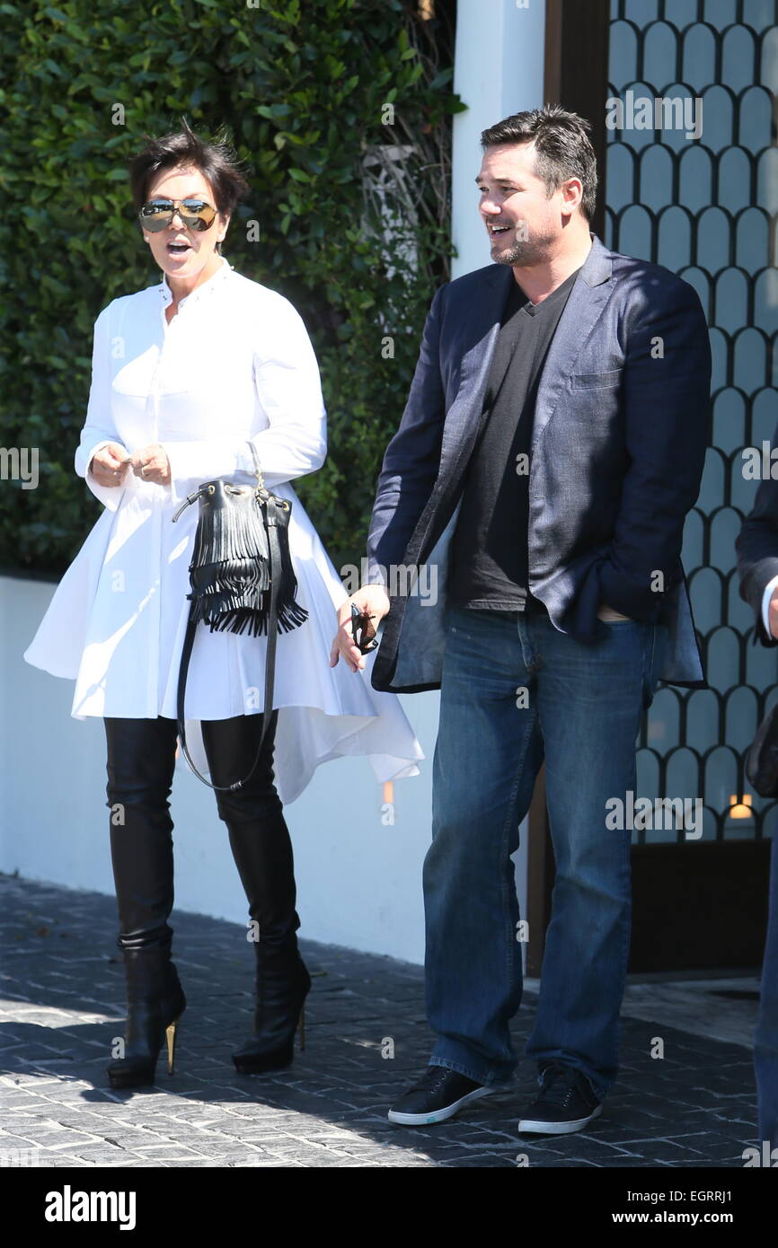 Kris Jenner and Dean Cain seen leaving Cecconi's after having lunch ...