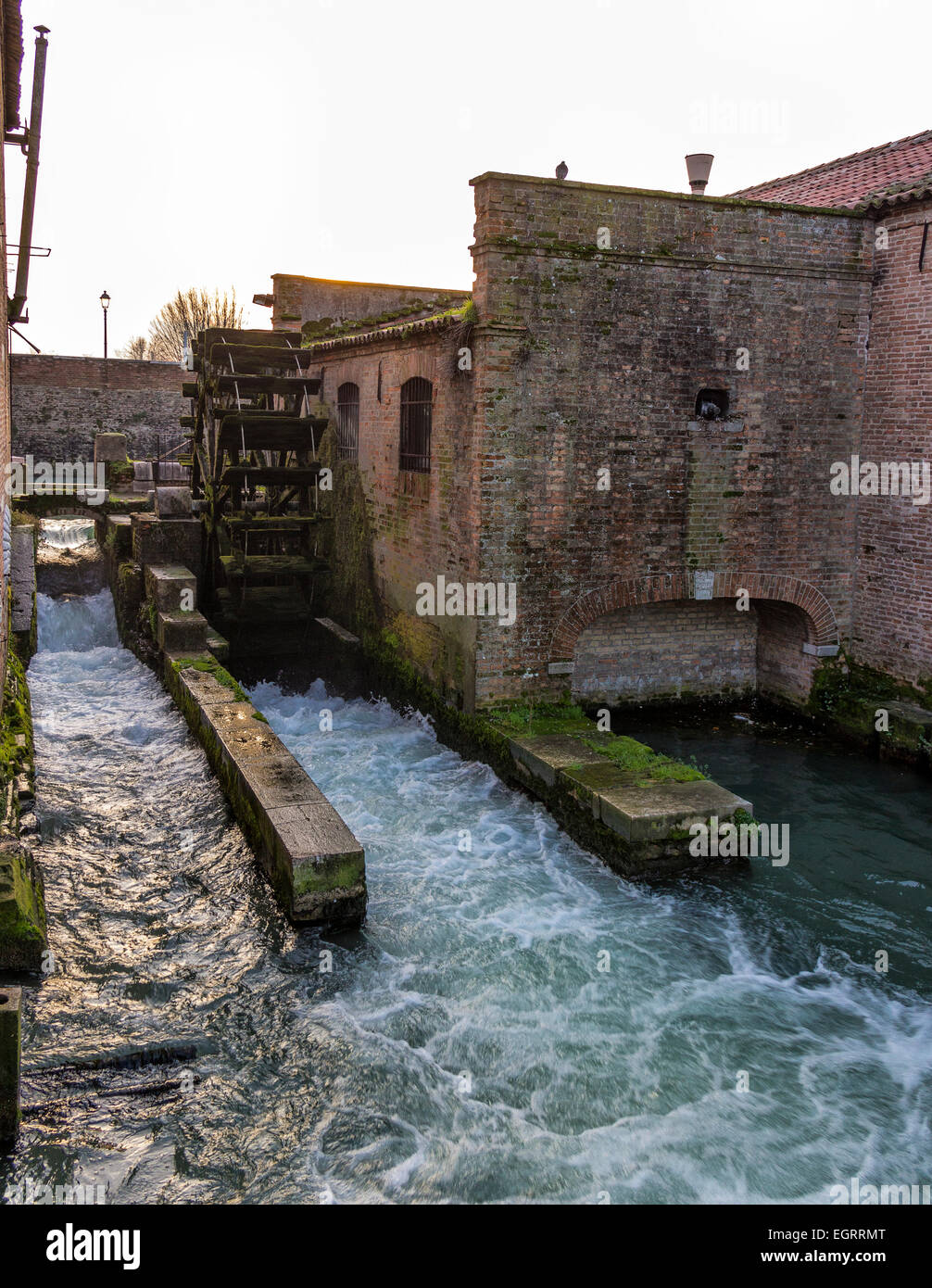 Detail of a water mill in Italy Stock Photo - Alamy