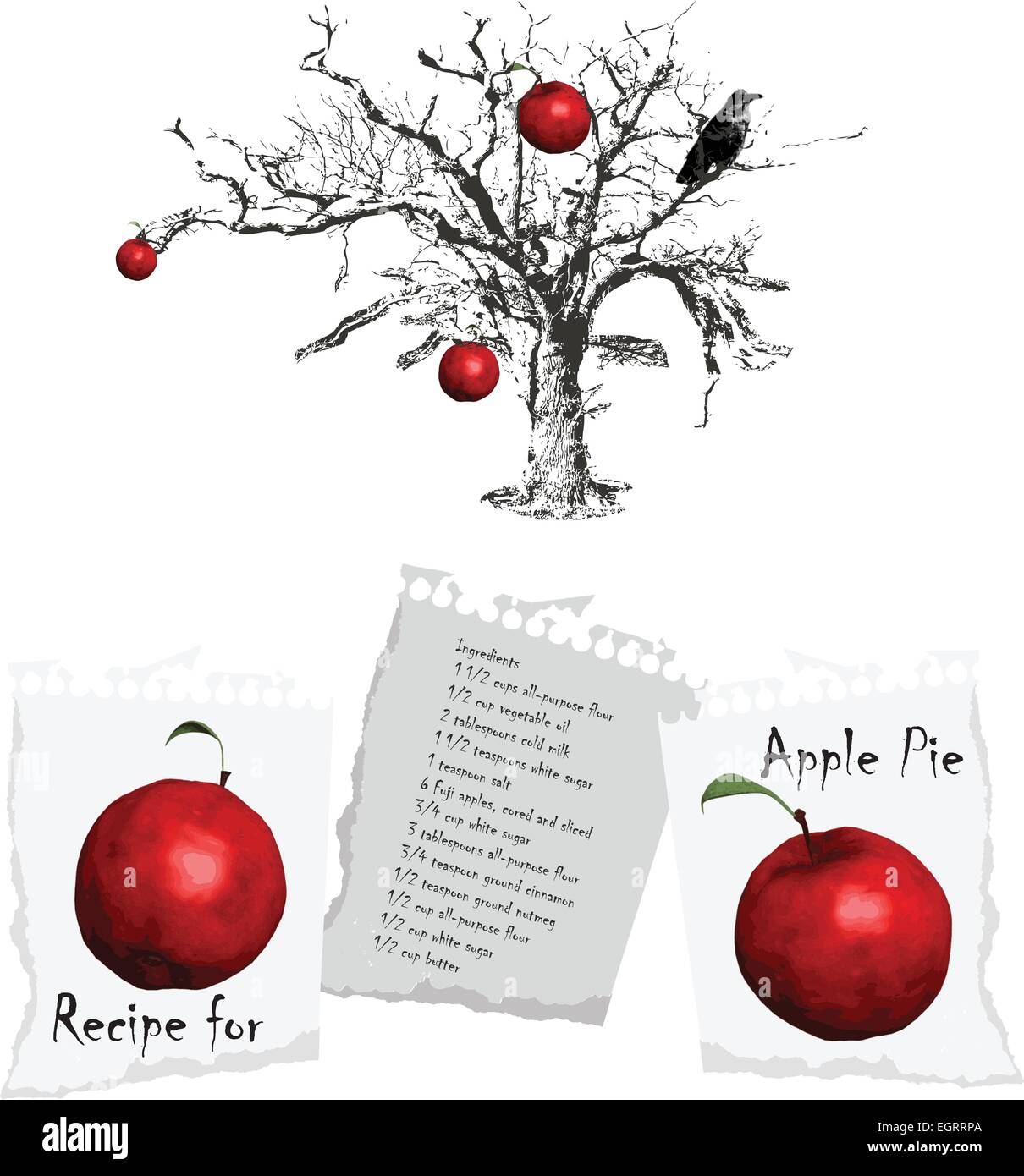 Apple pie on floral Stock Vector Images - Alamy