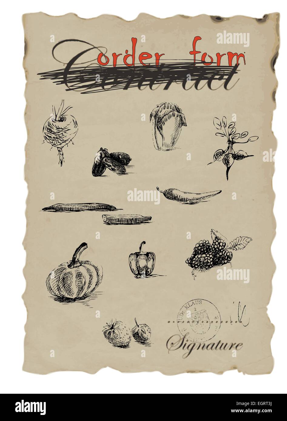 an hand drawn illustration (marker technique, converted): Order Form ...