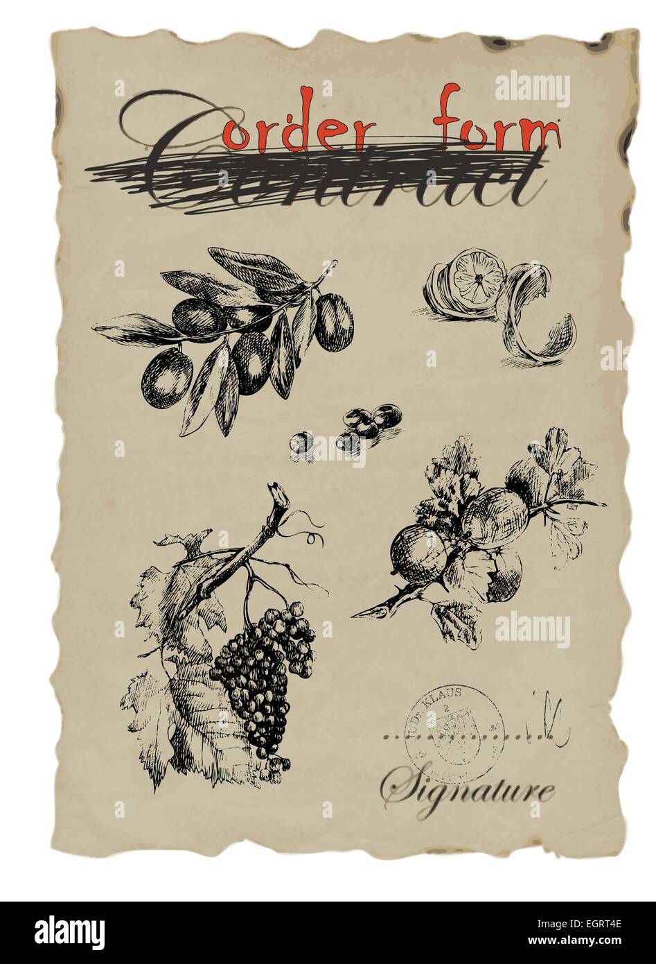 an hand drawn illustration (marker technique, converted): Order Form ...