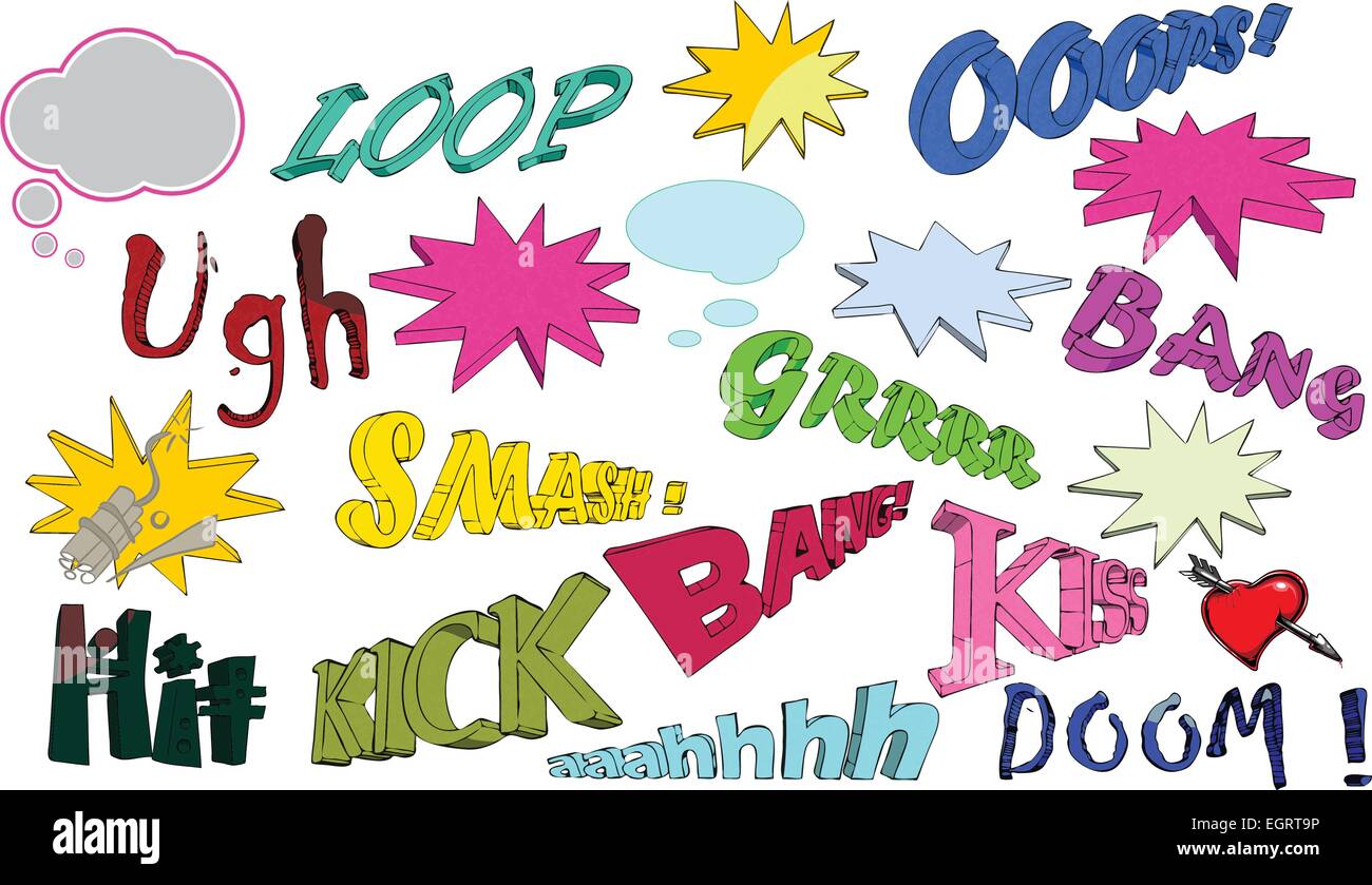 comix lettering and bubbles - 3D vector set Stock Vector Image & Art ...