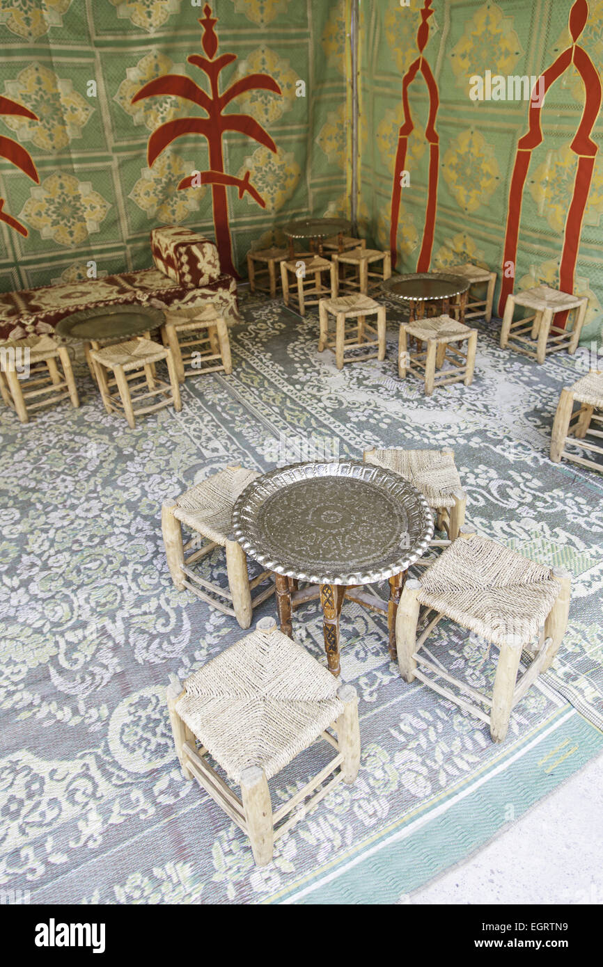 Typical Moroccan Bar to take tea, detail of a traditional Arabic place ...