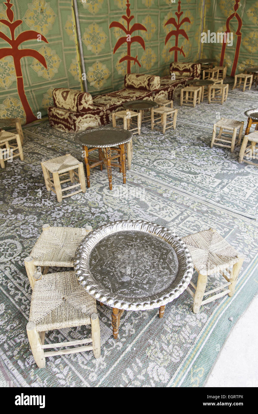 Typical Moroccan Bar to take tea, detail of a traditional Arabic place ...