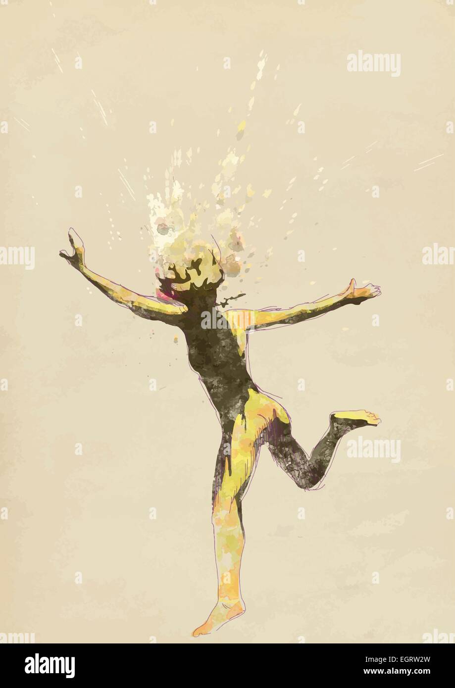 An hand drawn colored illustration - fiery man Stock Vector Image & Art ...