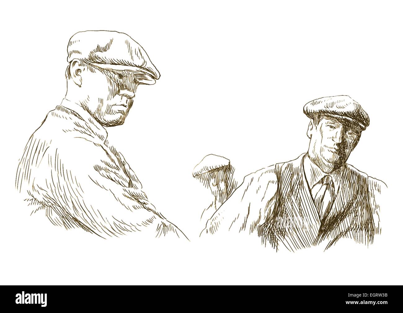 company strike, strike men - an hand drawn illustration Stock Vector ...