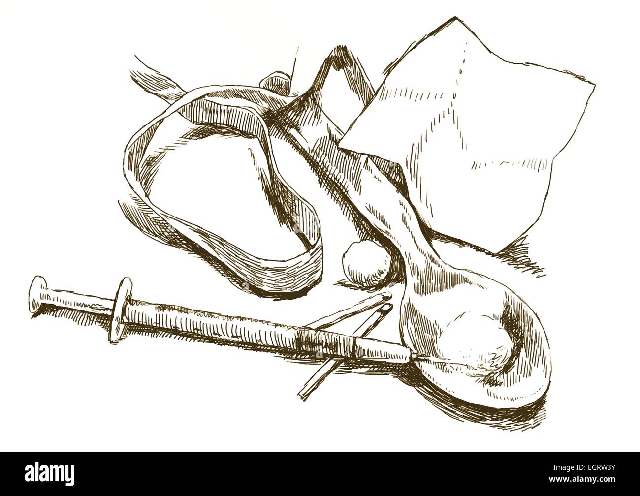 An hand draw colored illustrations - (marker technique) - Heroin still ...